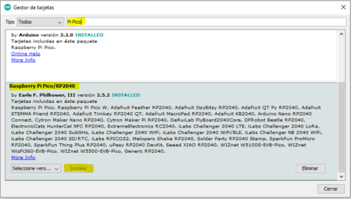 Compilar y subir código en Raspberry Pi Pico W con Arduino IDE